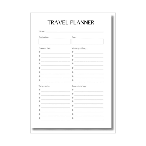 Travel Planner- printable - Michelle Valentine - Love Eat Travel