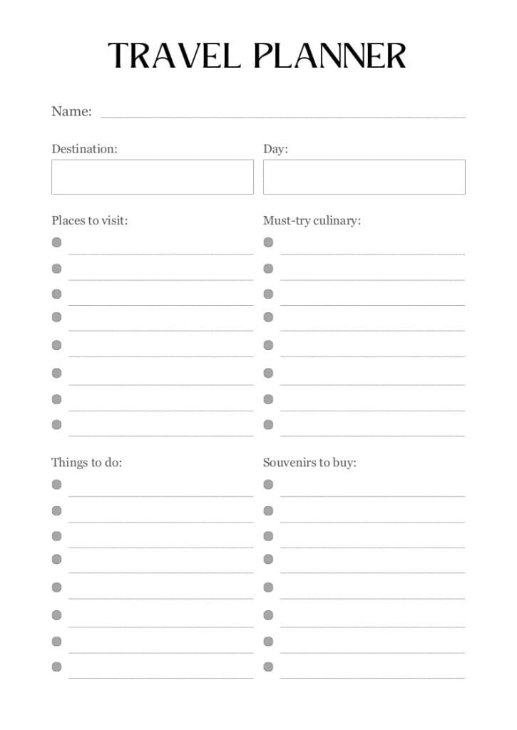 Travel Planner- printable - Michelle Valentine - Love Eat Travel